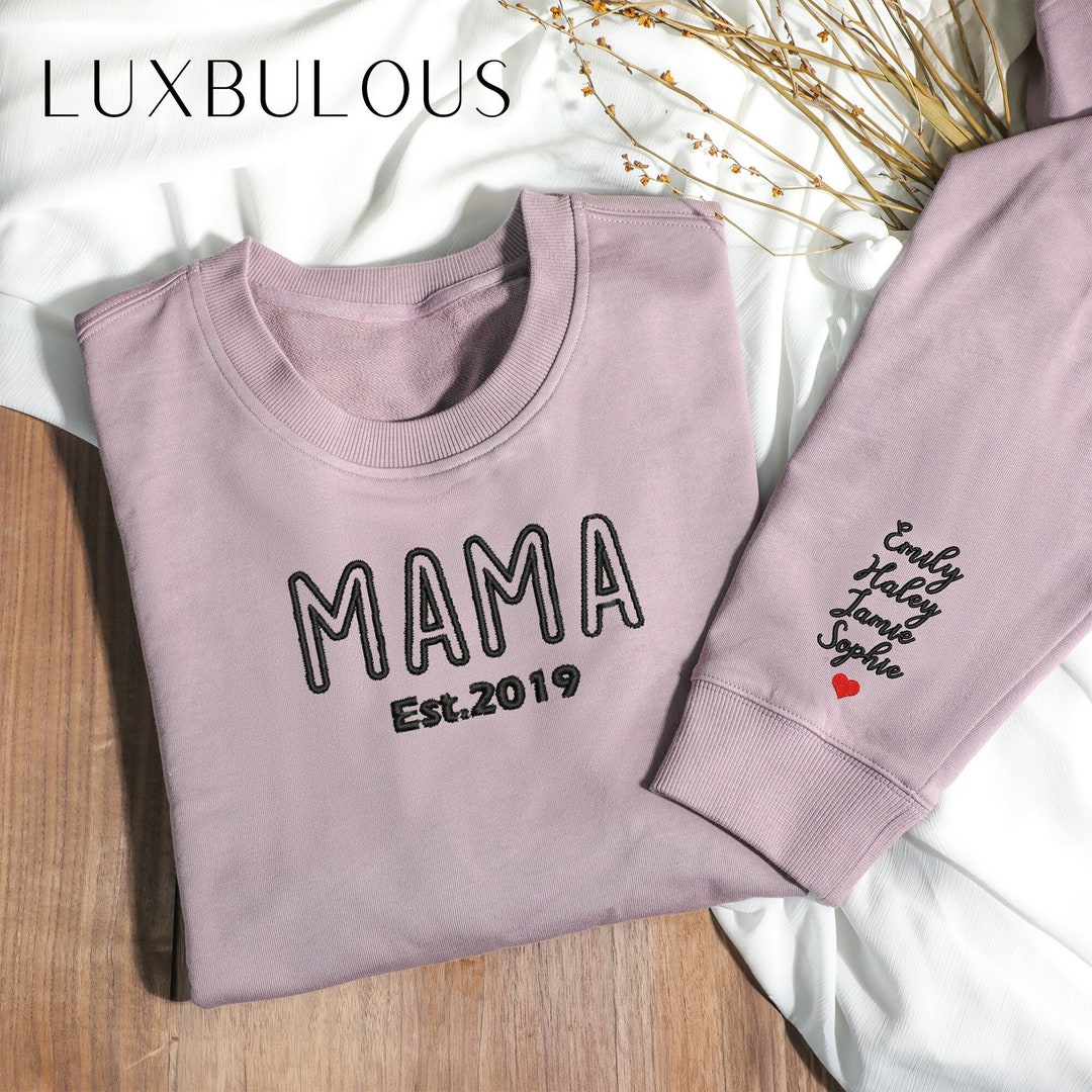 Personalized Embroidered Sweater, Mother's Day Sweatshirt, Custom ...