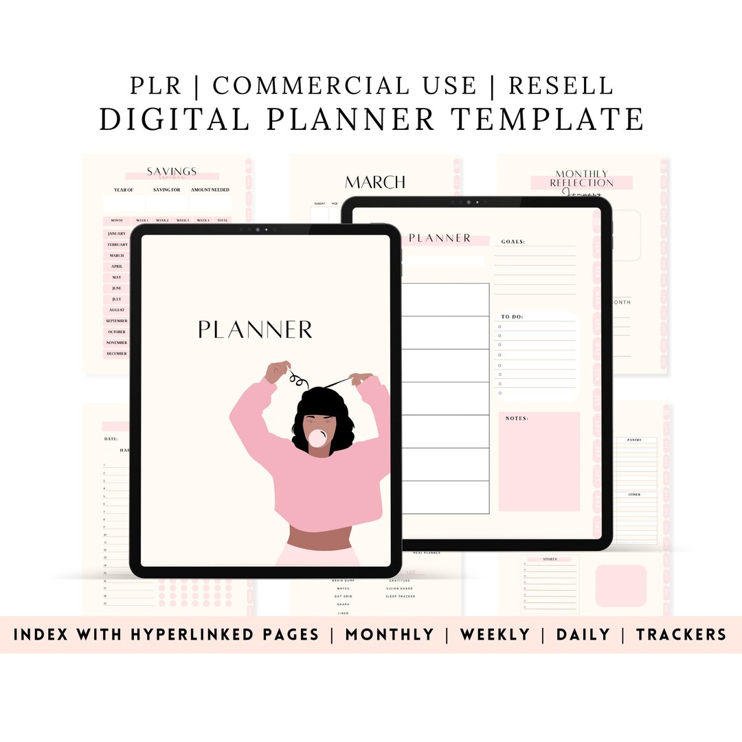 PLR Digital Planner Template, Editable Planner Resell, Commercial Use ...