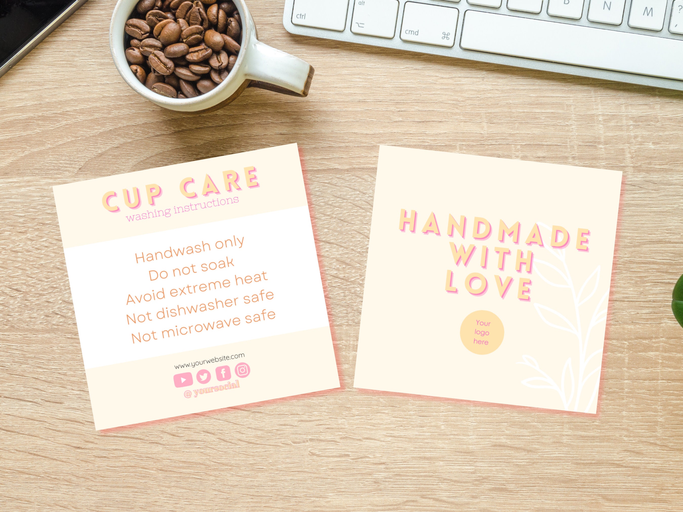 Cup Care Instructions, Canva Template for Cup Care Guide, Cold Cup ...
