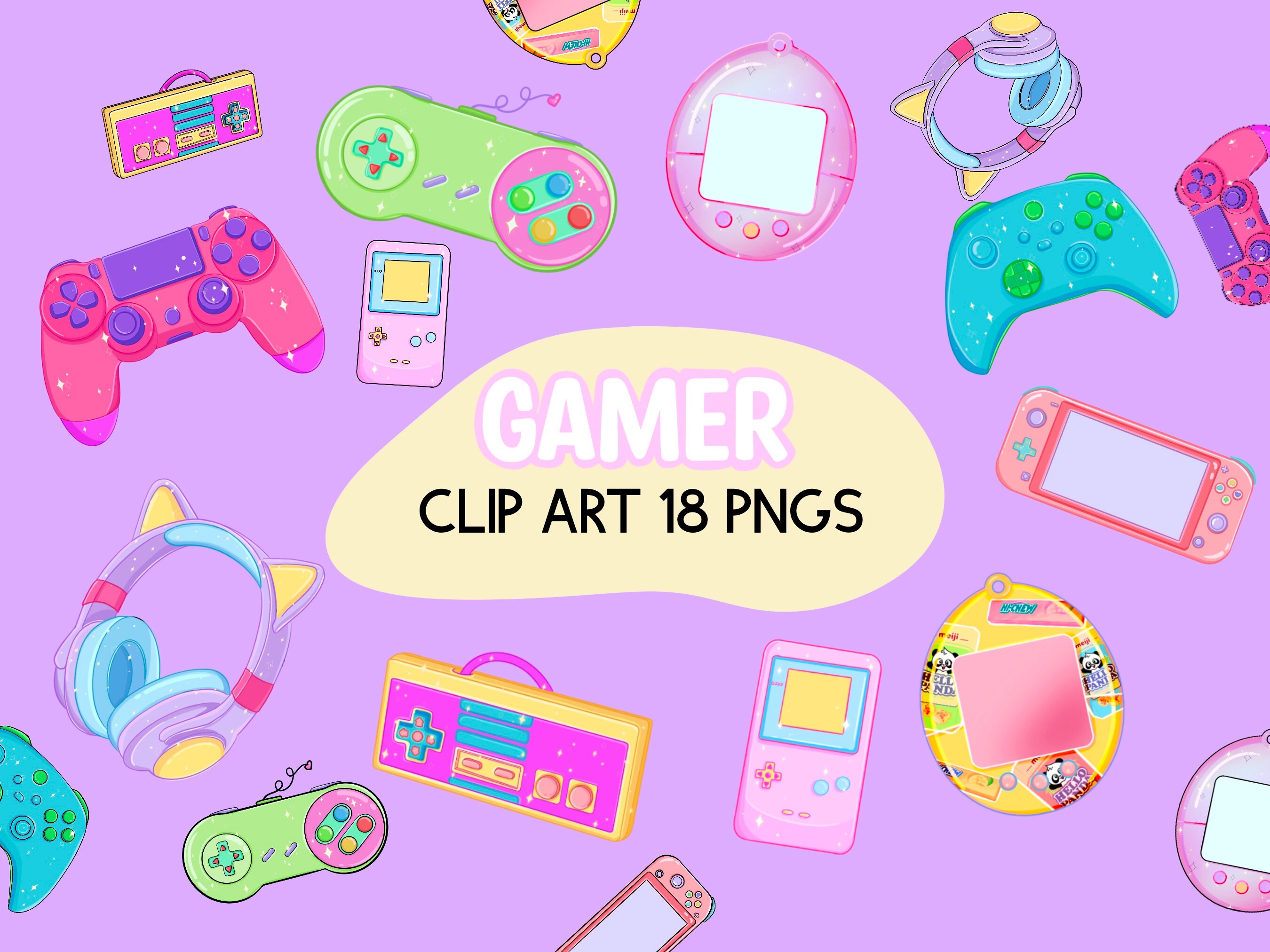 Gamer Clip Art, Instant Download for Commercial Use, Gaming PNG, Cozy ...