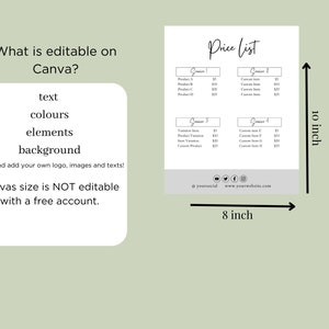 Price List Canva Template, Price List Guide, Price List Sign, Printable ...