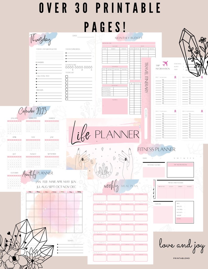 Everyday Life Planner-printable, Daily Weekly Monthly 2022-2023 ...