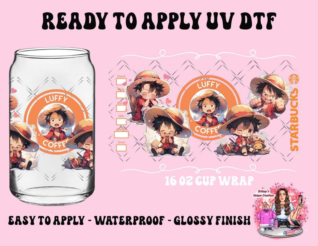 UV Dtf | Glass Can Wrap | Libbey Glass Wrap Luffy - Etsy