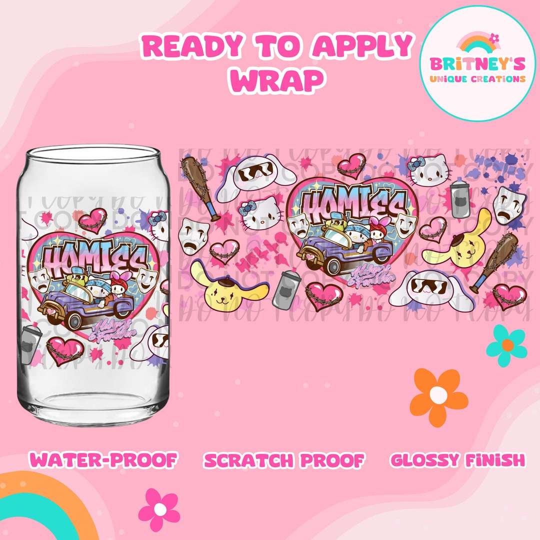 UV Dtf | Glass Can Wrap | Libbey Glass Wraps- Hk Homies Heart - Etsy