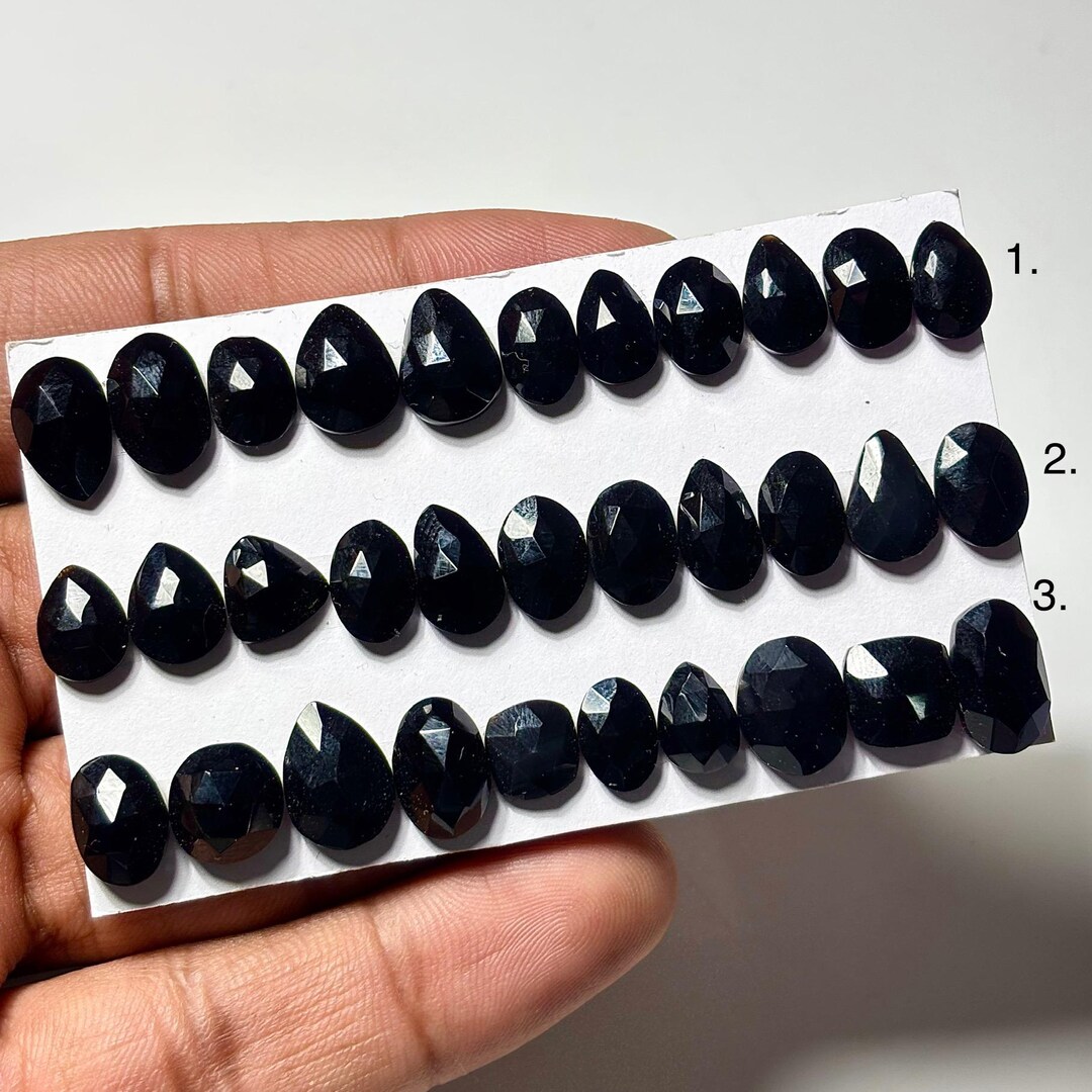 Natural Black Onyx Rosecut Gemstone Cabochon, Black Onyx Uneven Shape ...