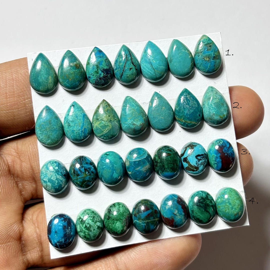 Natural Chrysocolla Smooth Cabochon Size 7x10 Mm - 10x14 Mm Pear/oval ...