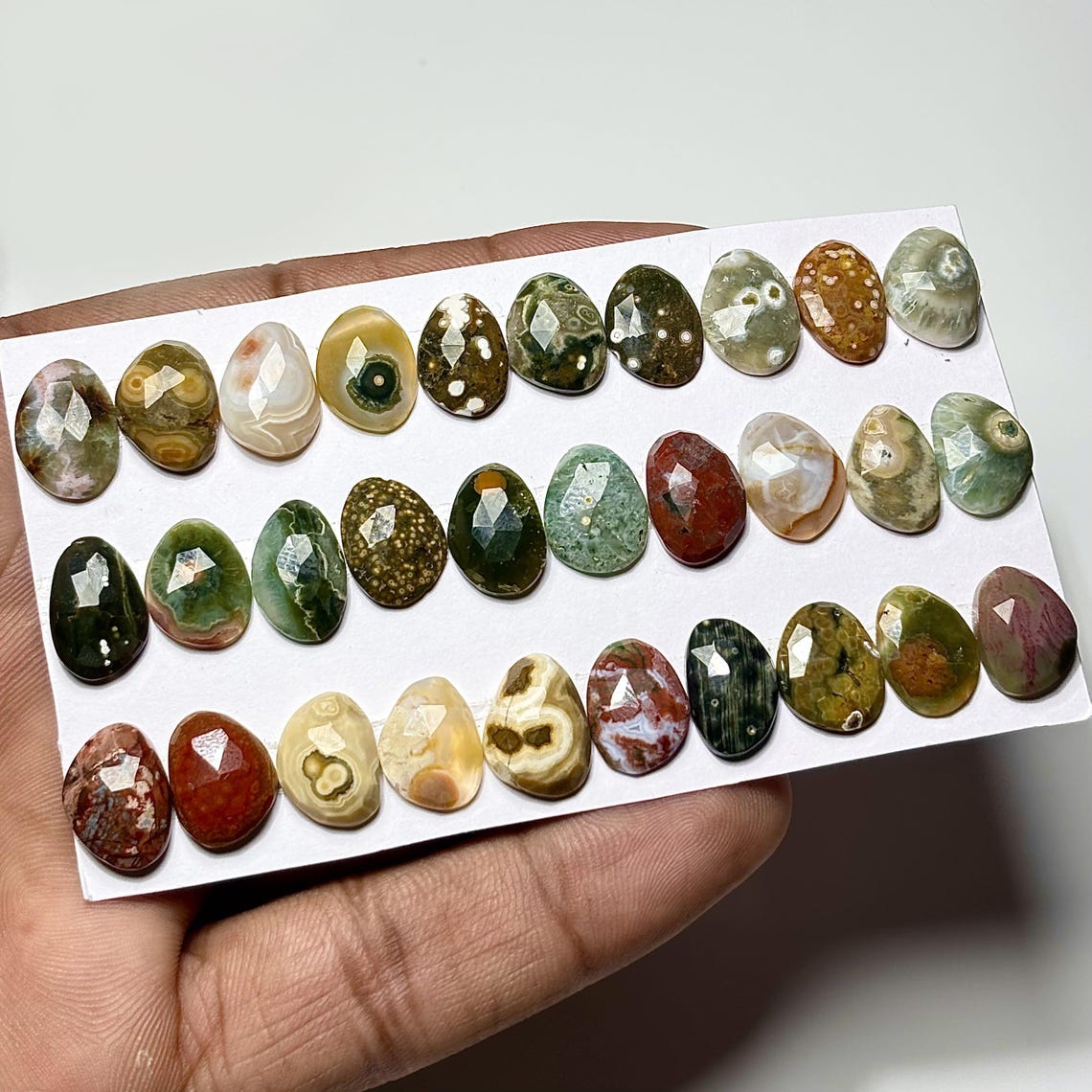 Jaspe oceánico de talla rosa: piedra suelta de forma libre para joyería ...