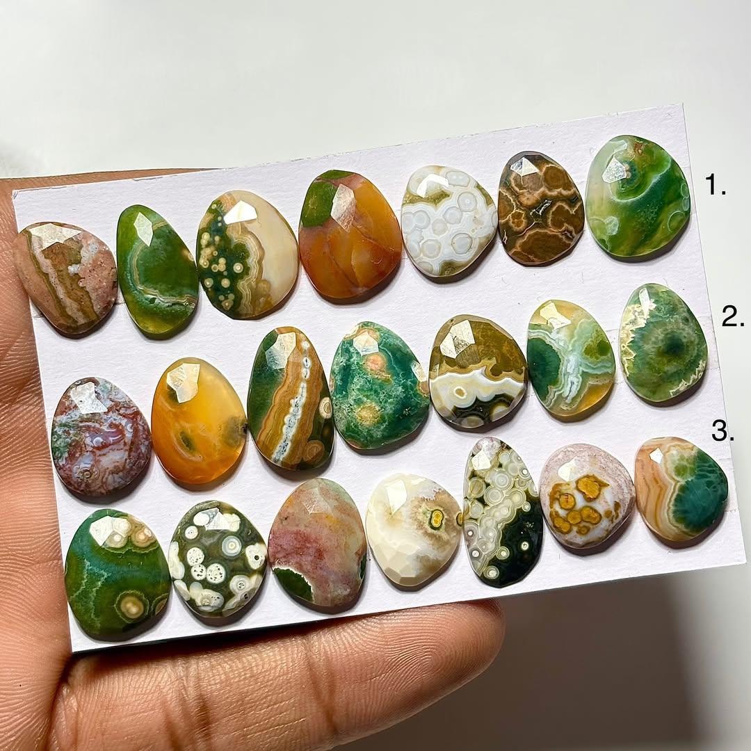 Orbicular Ocean Jasper Rosecut Gemstone, Ocean Jasper Size 11-19mm ...