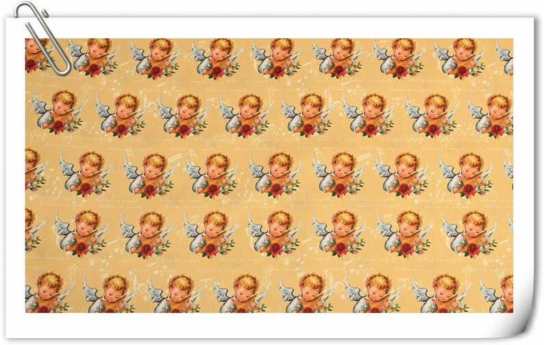 Vintage Angel Fabric Cotton Fabric Needlework Christmas Angel Fabric ...