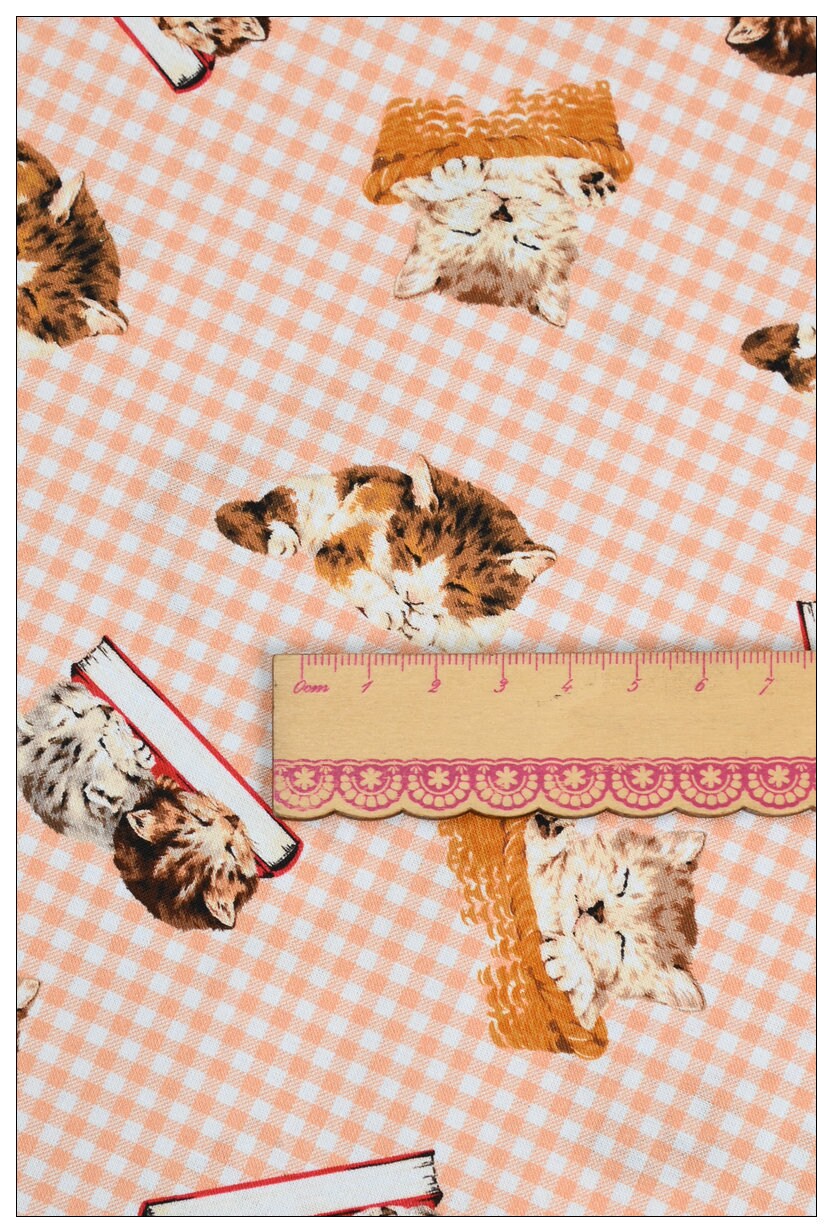 100% Cotton Fabric Kitten Cat Fabric Lattice Cat Pet Fabric, Kitten ...