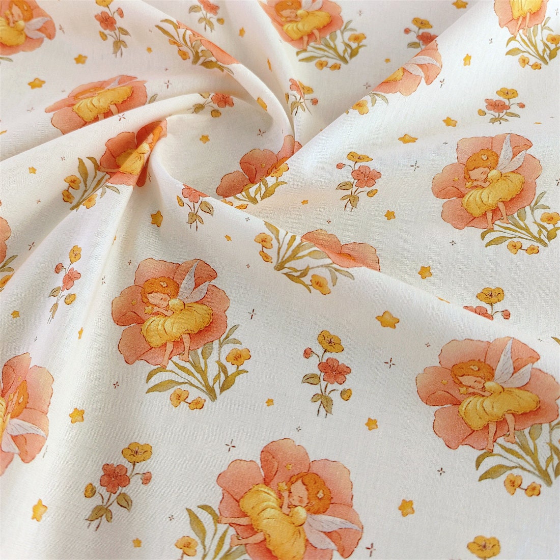 Cute Little Girl Cotton Fabric, Cute Rabbit Poplin Cotton Fabric, Teddy ...