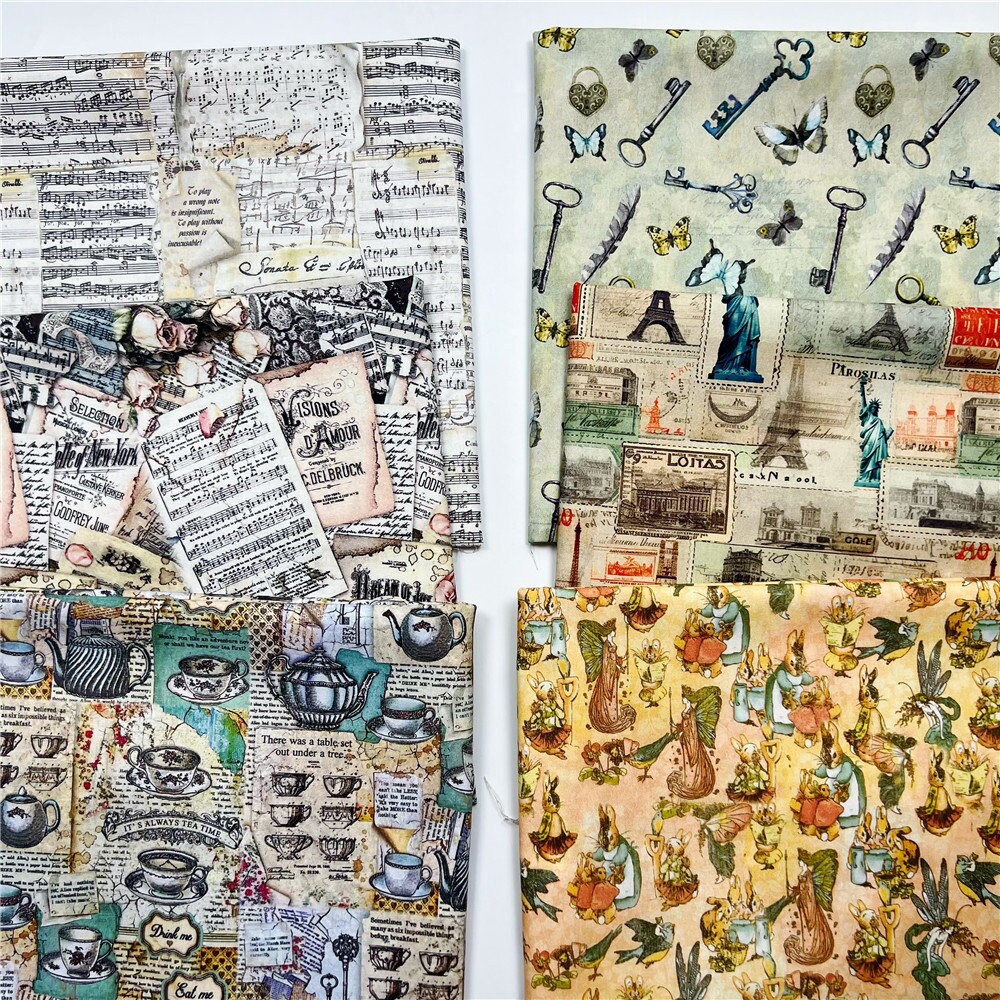 100% Cotton Fabric-old Newspaper Fabric Old Digital Paper Vintage ...