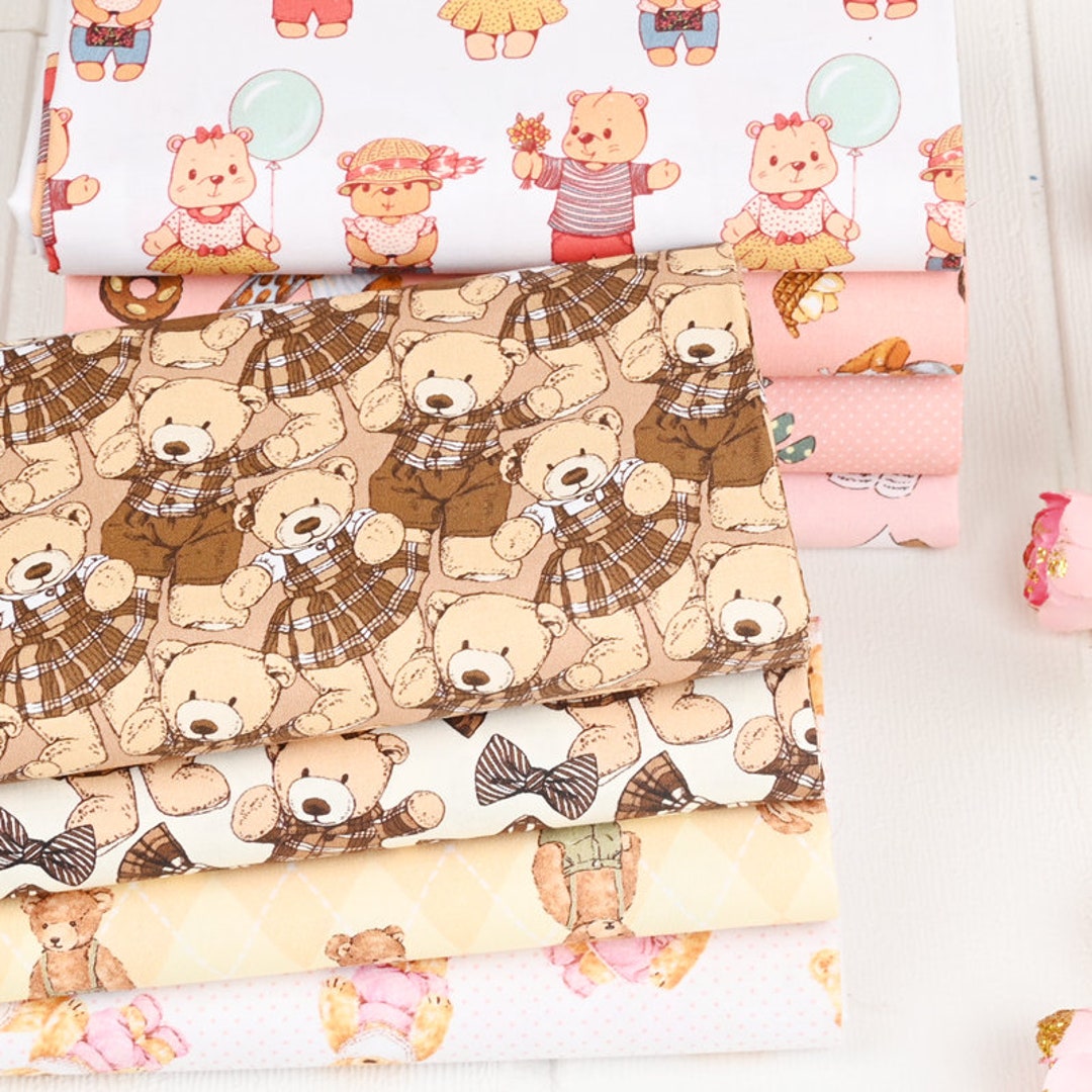 Vintage Bear Fabric 100% Cotton Fabric Teddy Bear Fabric Needlework Fabric Perfect for Crafting ...