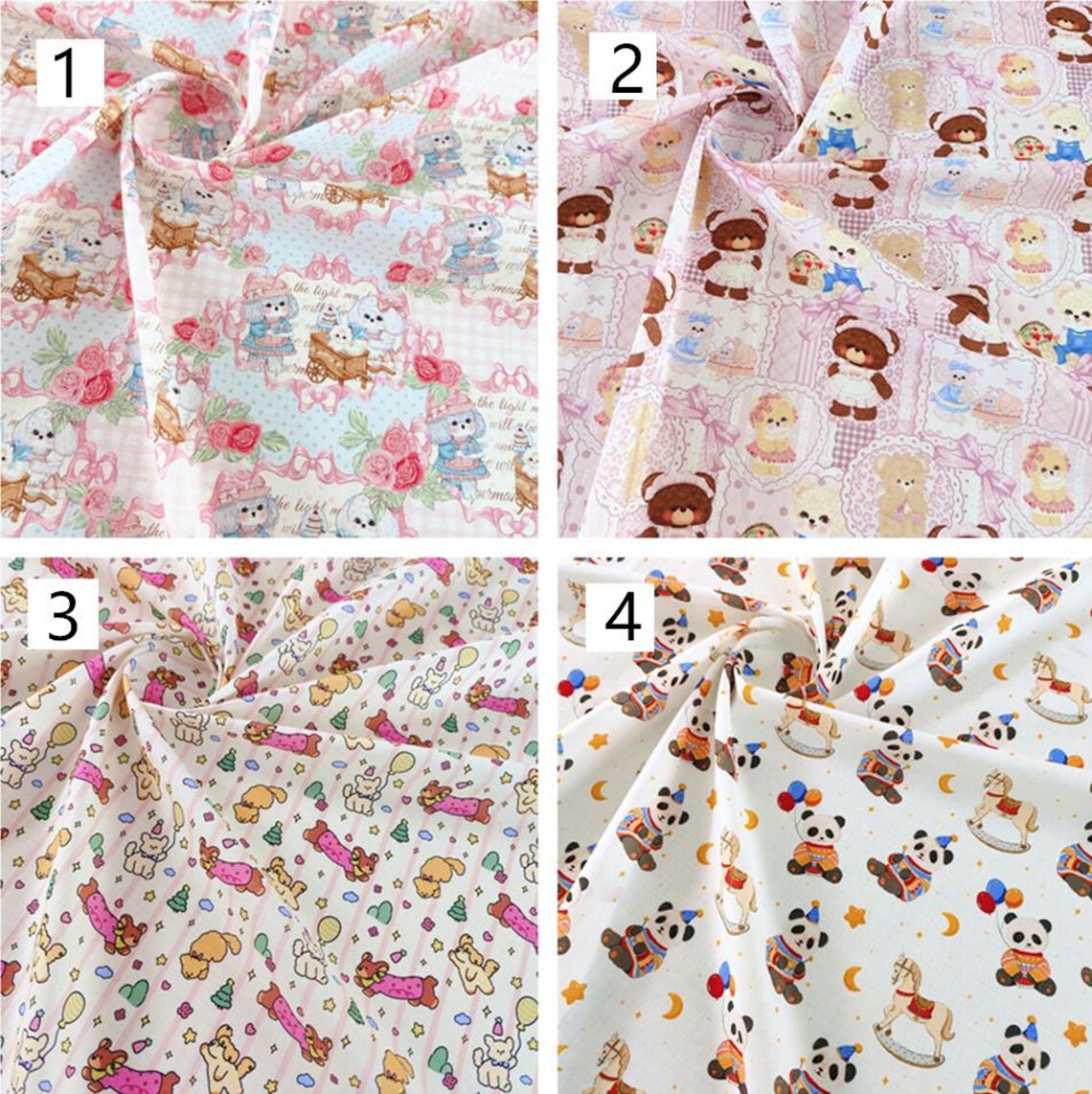 Cute Little Puppy Baby Animals Digital Thin Poplin Cotton Fabric ...
