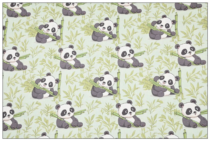 Bamboo Panda Fabric 100% Cotton Fabric Panda Bear Fabric Needlework ...