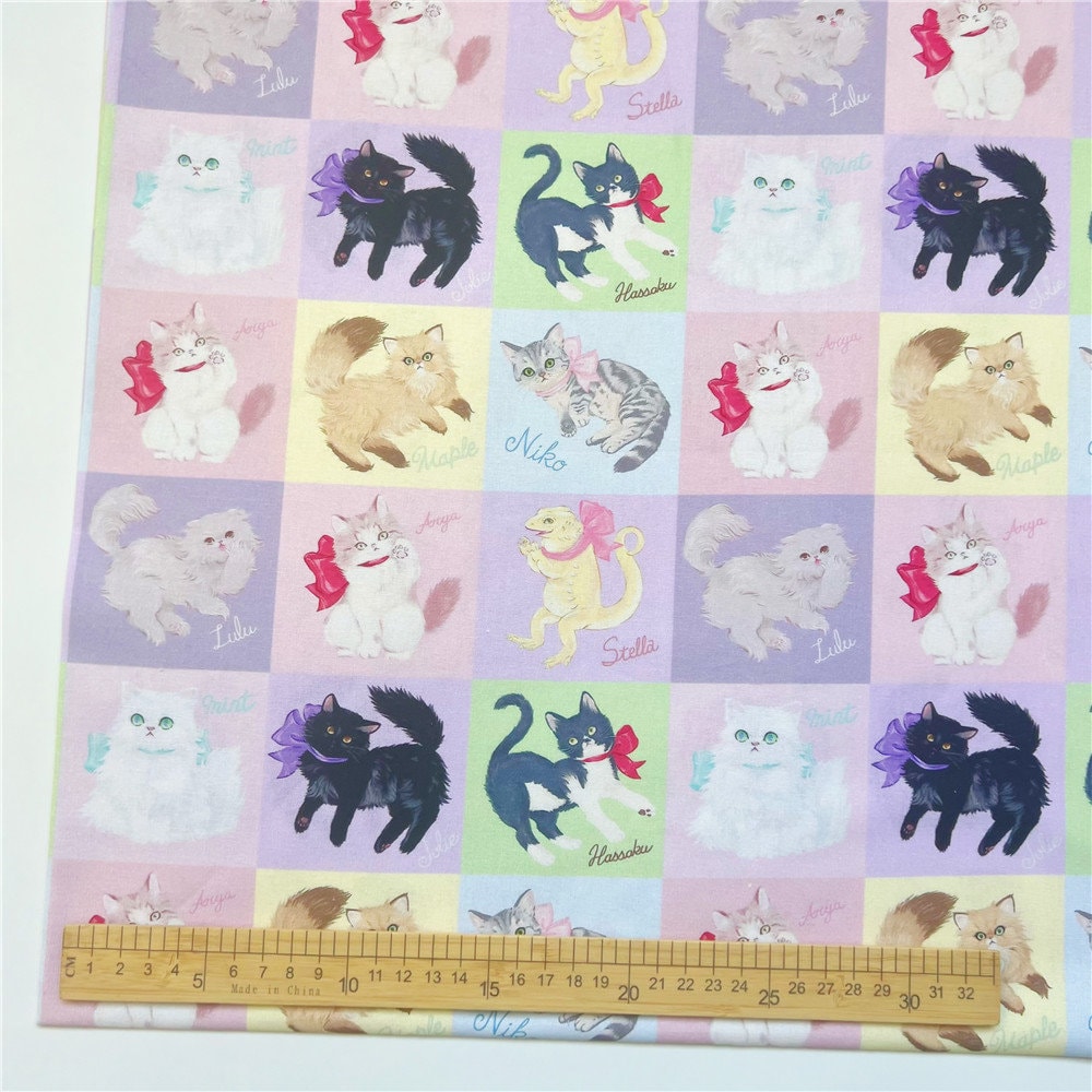 100% Cotton Fabric Kitten Cat Fabric Cartoon Cat Pet Fabric, Cat Nap ...