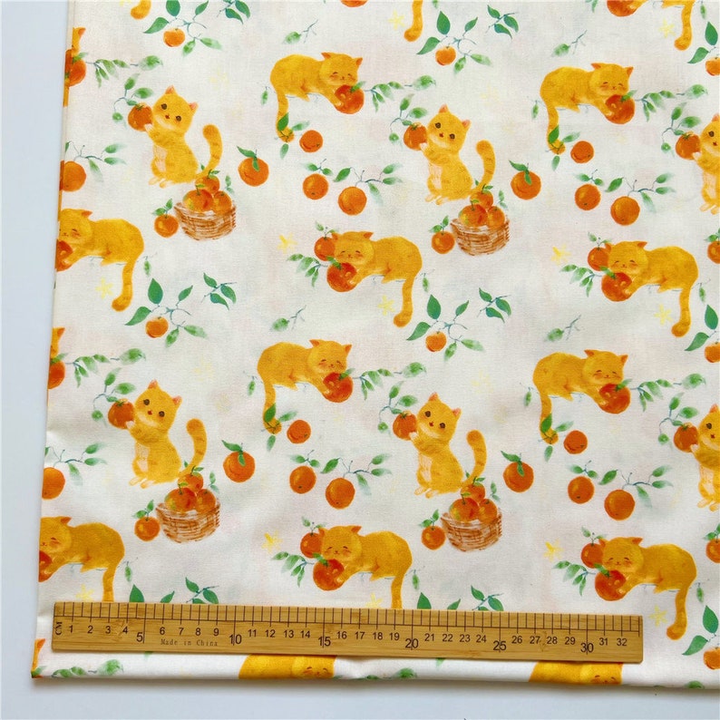 Vintage Kitten Fabric Cotton Fabric Needlework Cat Stamp Fabric Perfect ...