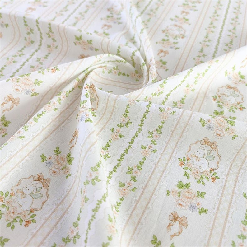 Animals Rabbit Lattice Wall Baby Digital Thin Poplin Cotton Fabric ...