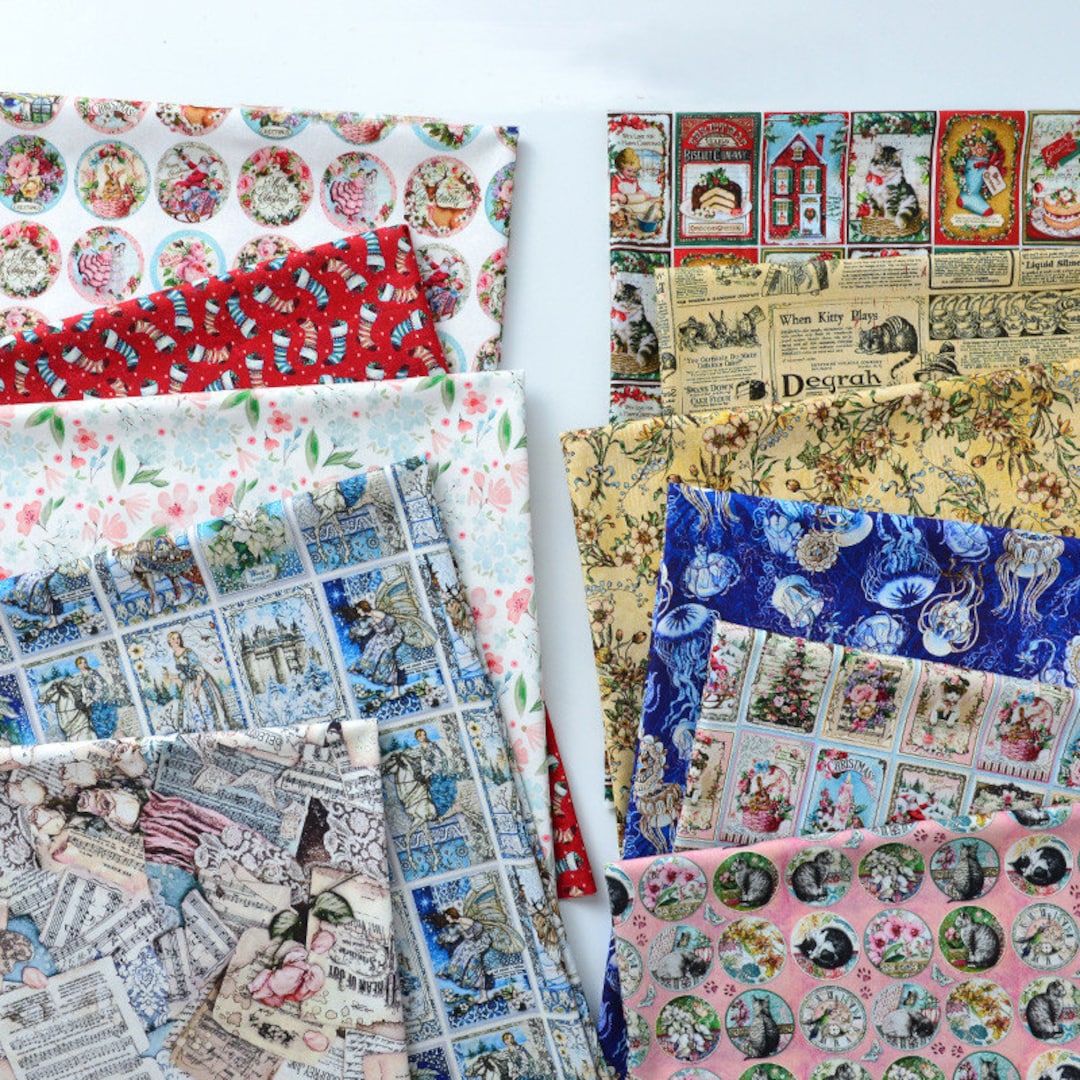 Vintage Floral 100% Cotton Fabric-old Newspaper Fabric Old Woman Fairy ...