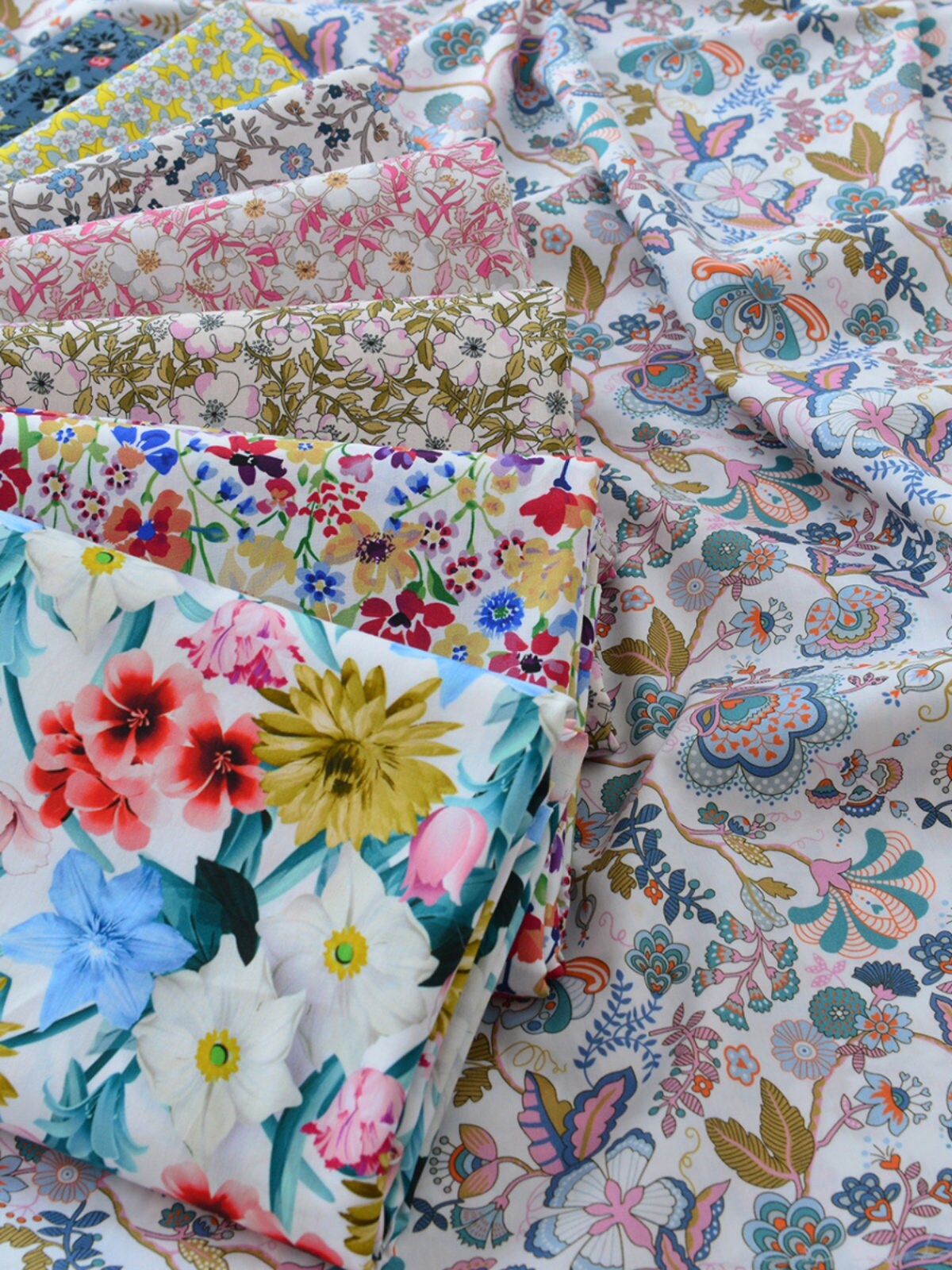 Little Floral Cotton Fabric Shabby Flower Cotton Fabric Collection 100% ...