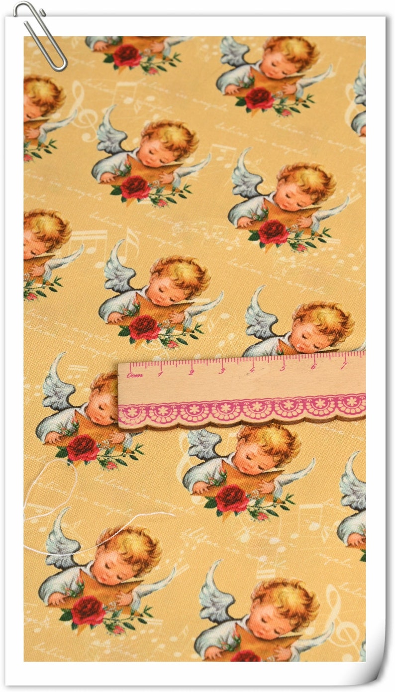 Vintage Angel Fabric Cotton Fabric Needlework Christmas Angel Fabric ...