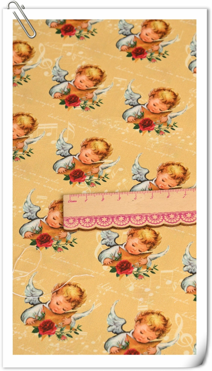 Vintage Angel Fabric Cotton Fabric Needlework Christmas Angel Fabric ...
