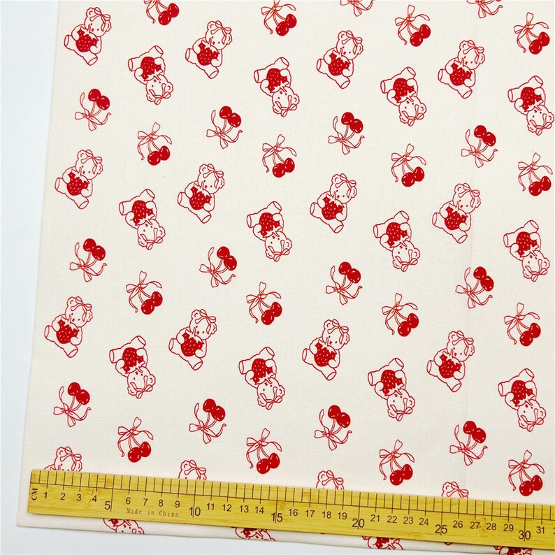 Teddy Bear Fabric Cotton Fabric - Cute Animals Printed Cartoon Bear ...