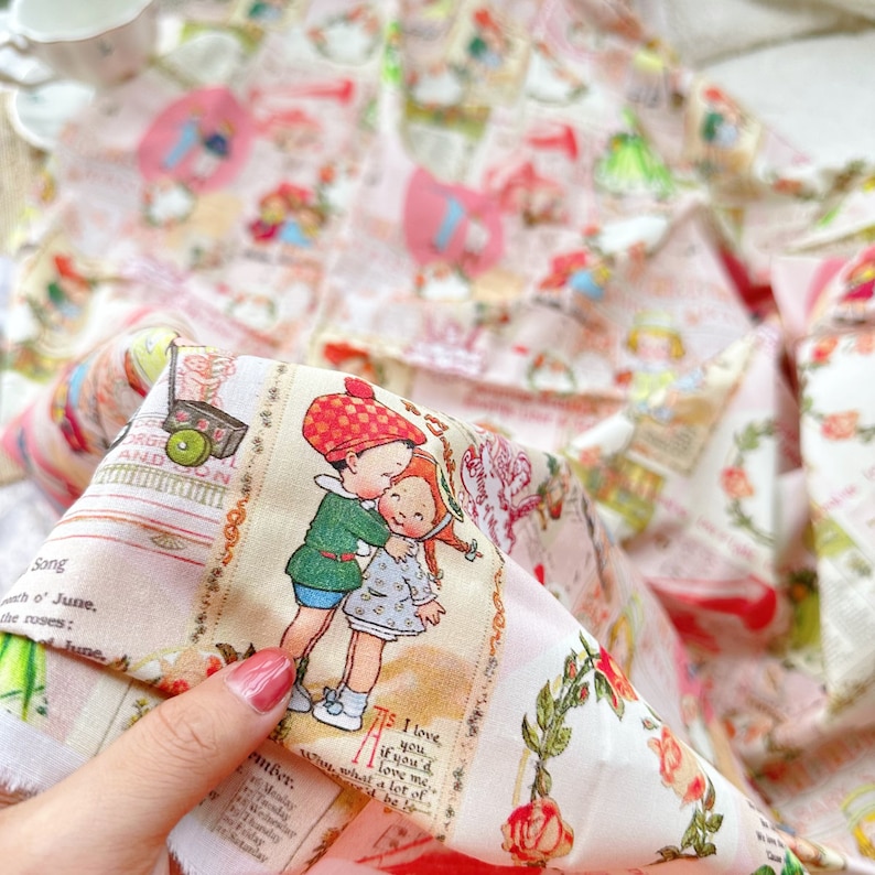 100% Cotton Thin Poplin Fabric Vintage Newspaper Doll Girls Fabric/cute ...