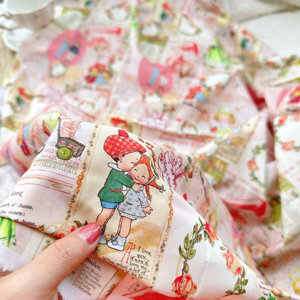100% Cotton Thin Poplin Fabric Vintage Newspaper Doll Girls Fabric/cute ...