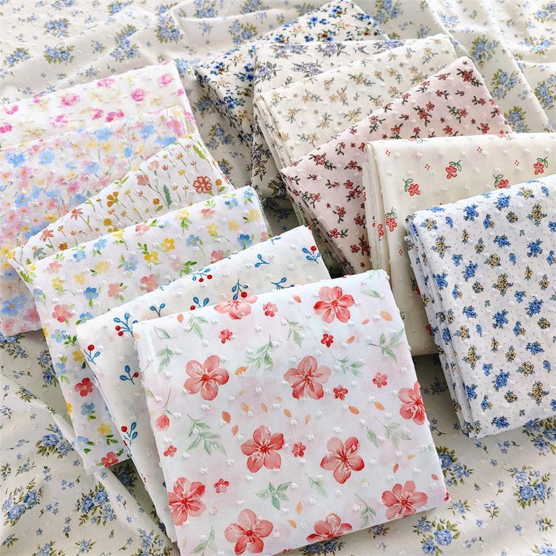 Thin Mini Floral Poplin Cotton Fabric Watercolor Flowers/floral Print ...