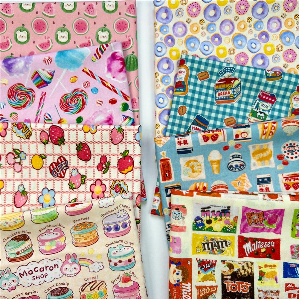 Food Fabric Fruit Fabric 100% Cotton Fabric Snacks Fabric Needlework ...