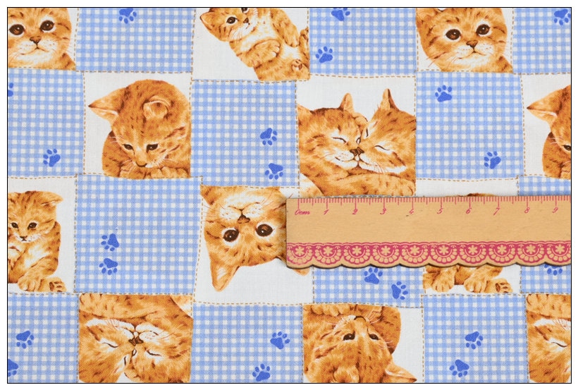 100% Cotton Fabric Kitten Cat Fabric Lattice Cat Pet Fabric, Kitten ...