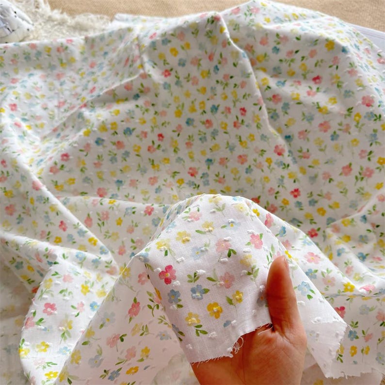 Thin Mini Floral Poplin Cotton Fabric Watercolor Flowers/floral Print ...
