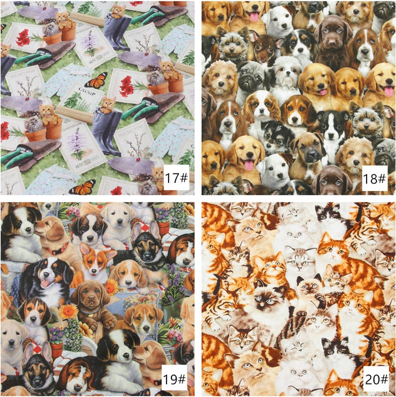 100% Cotton Fabric Dog Cat Fabric Cartoon Photo Cat Pet Fabric, Kitten ...