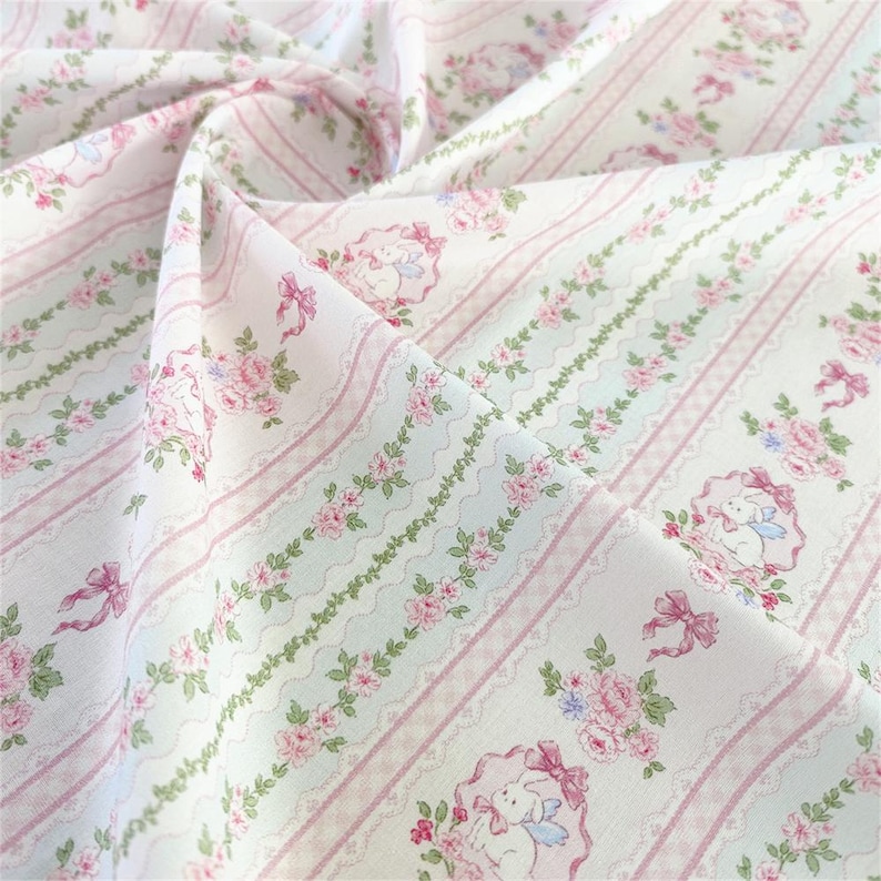 Animals Rabbit Lattice Wall Baby Digital Thin Poplin Cotton Fabric ...