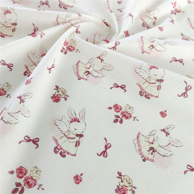Animals Rabbit Lattice Wall Baby Digital Thin Poplin Cotton Fabric ...