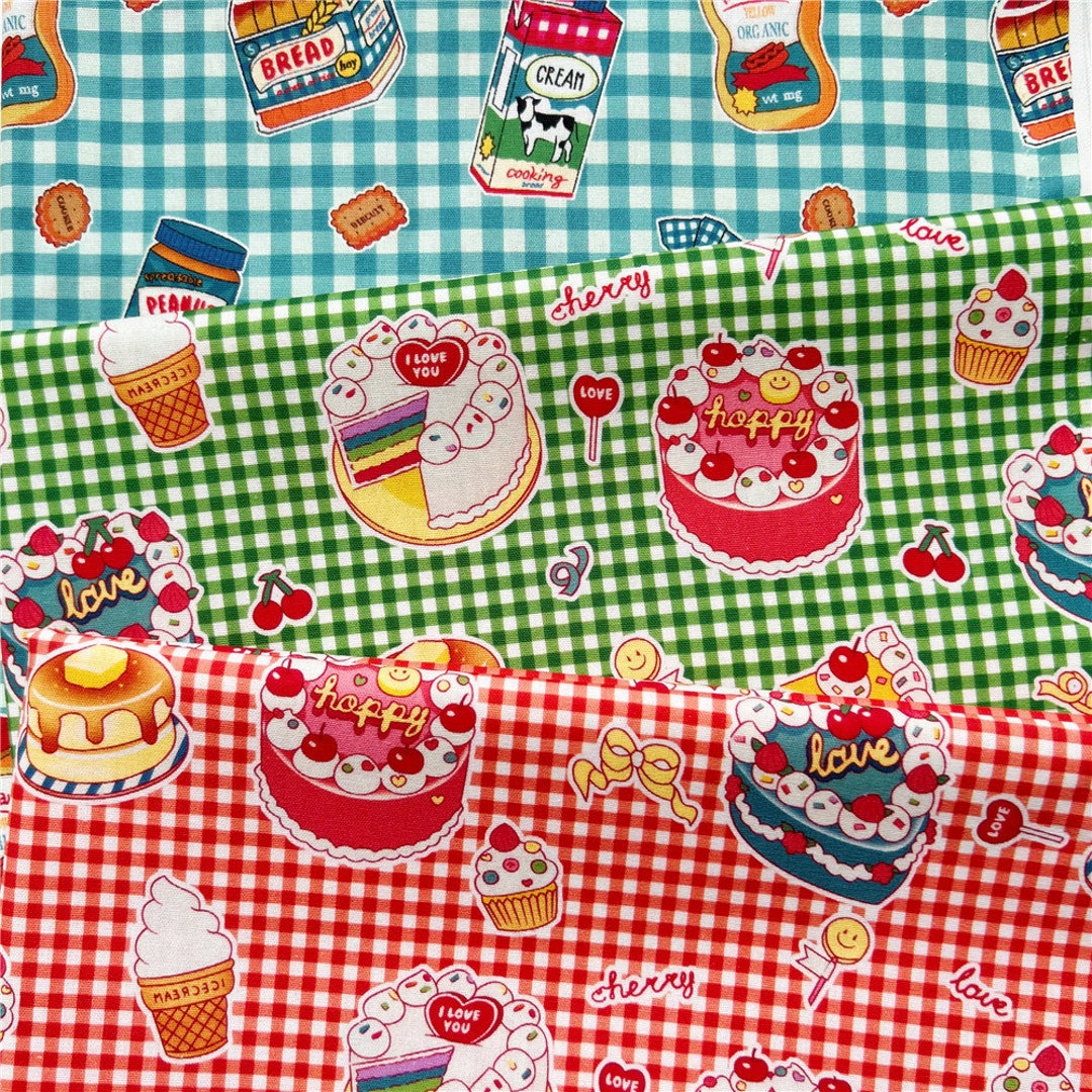 100% Cotton Fabric-red Green Orange Blue Fabric Food Fabric Milk Fabric ...