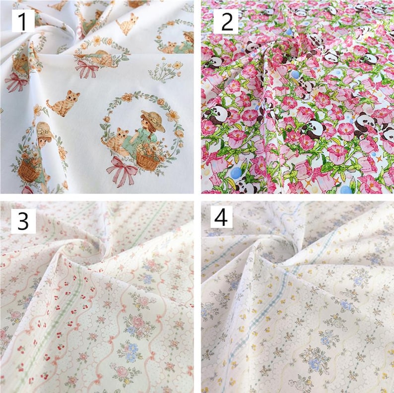 Animals Rabbit Lattice Wall Baby Digital Thin Poplin Cotton Fabric ...