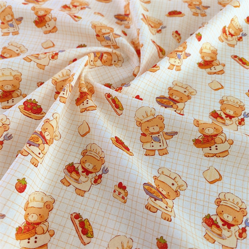 Cute Little Girl Cotton Fabric, Cute Rabbit Poplin Cotton Fabric, Teddy ...