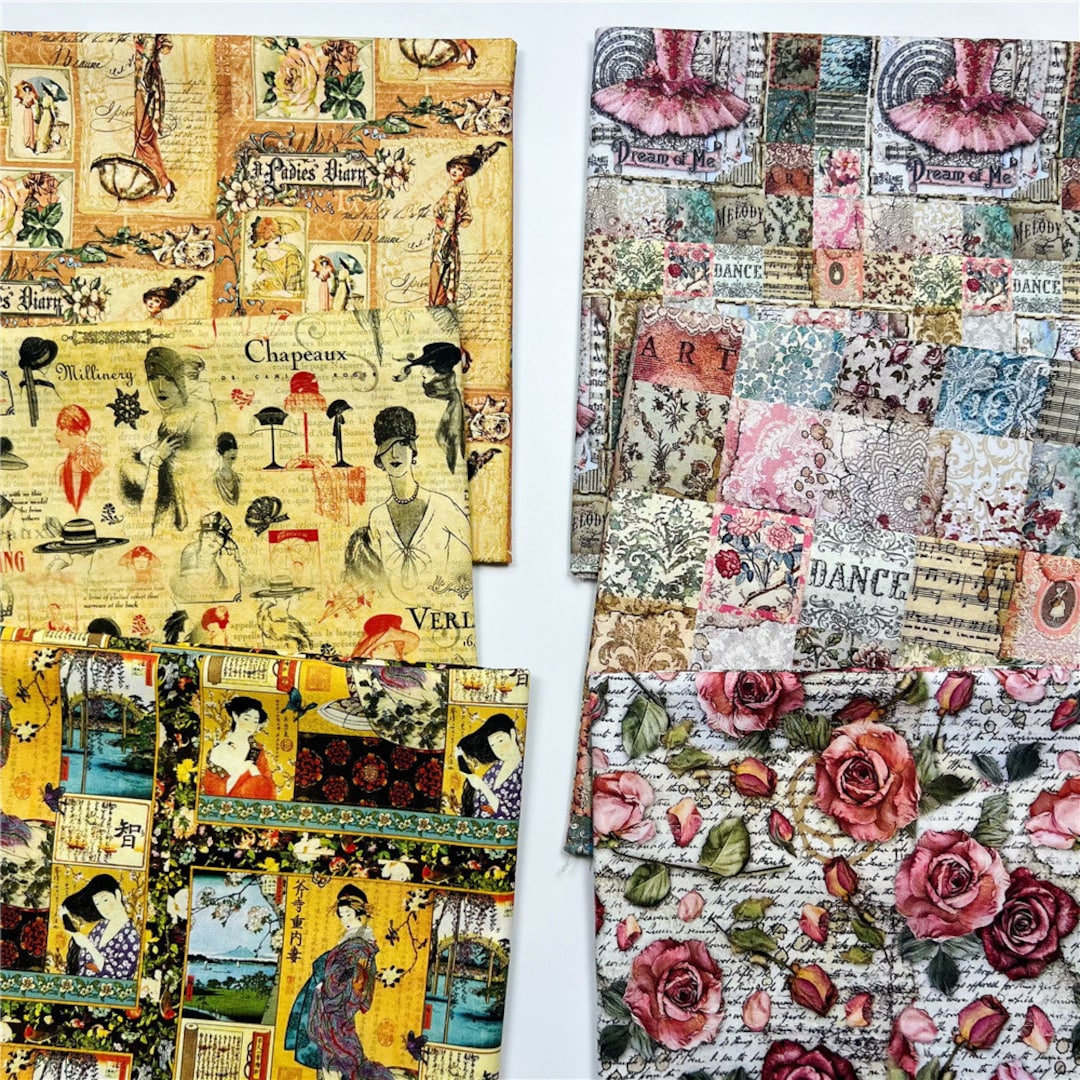 100% Cotton Fabric-old Newspaper Fabric Floral Newsprint Digital Paper ...