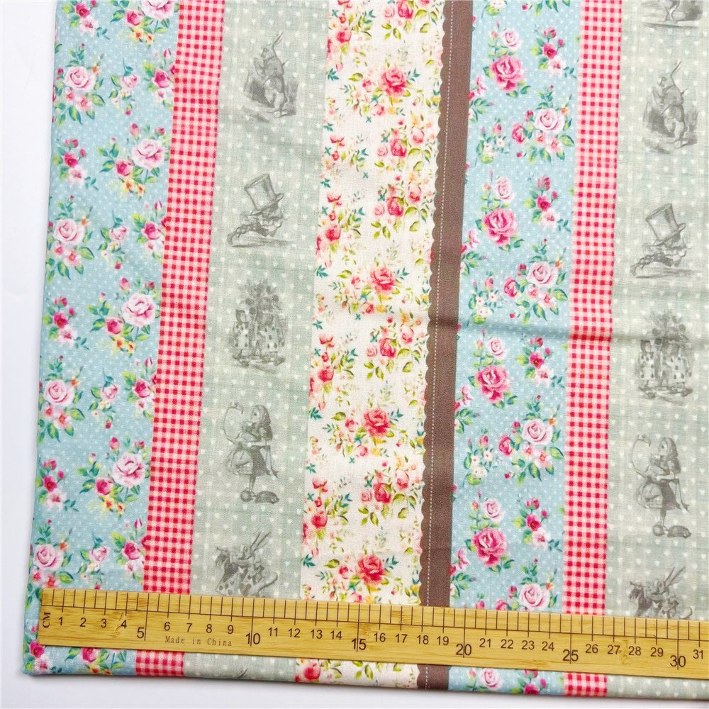 Cotton Fabric,alice Fabric, Alice Print Cotton, 100% Cotton Plain ...
