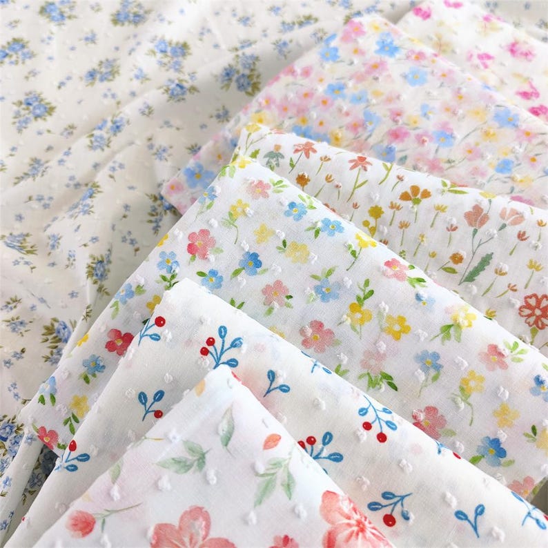 Thin Mini Floral Poplin Cotton Fabric Watercolor Flowers/floral Print ...