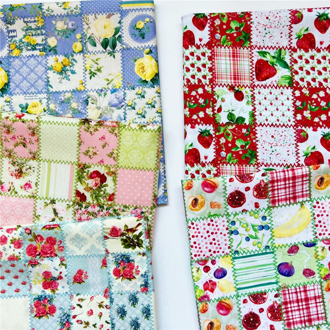 Patchwork Fabric Vintage Flower Fruit 100% Cotton Fabric Fruit Girl ...