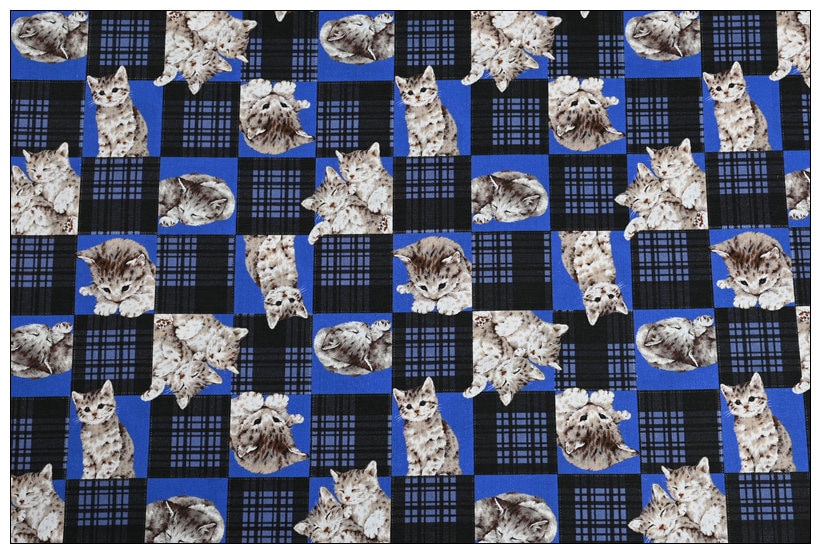 100% Cotton Fabric Kitten Cat Fabric Lattice Cat Pet Fabric, Kitten ...