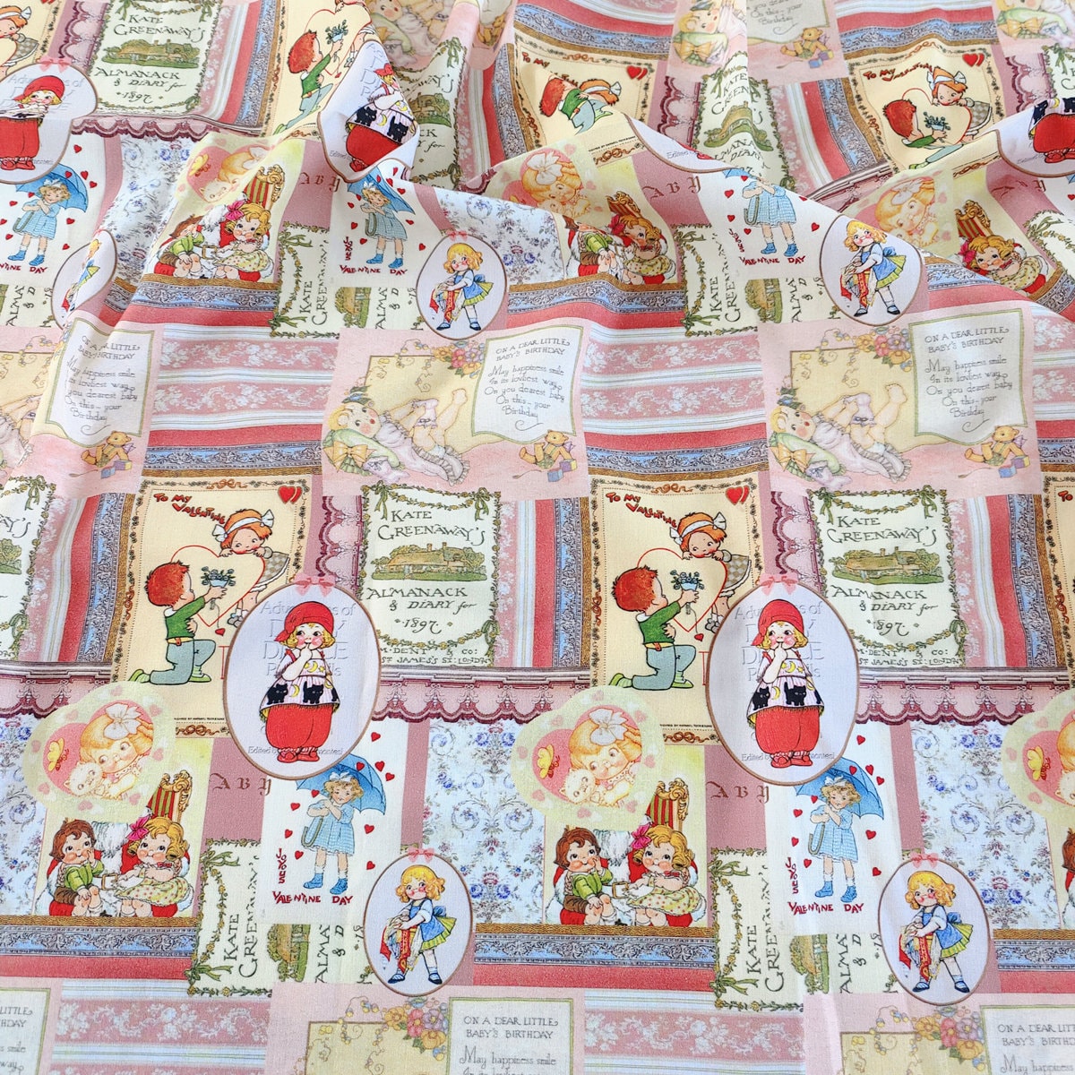 100% Cotton Thin Poplin Fabric Vintage Newspaper Doll Girls Fabric/cute ...