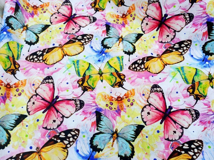 Garden Butterfly Fabric by the Yard, Handmade Rustic Flower Decorative ...