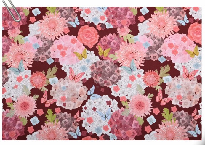 Vintage Floral Fabric 100% Cotton Fabric, Watercolor Hydrangea Fabric ...