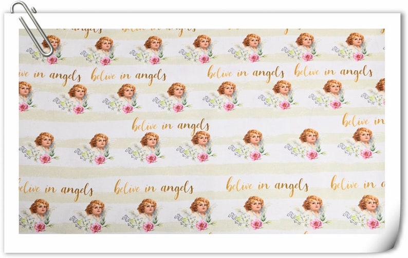 Vintage Angel Fabric Cotton Fabric Needlework Christmas Angel Fabric ...