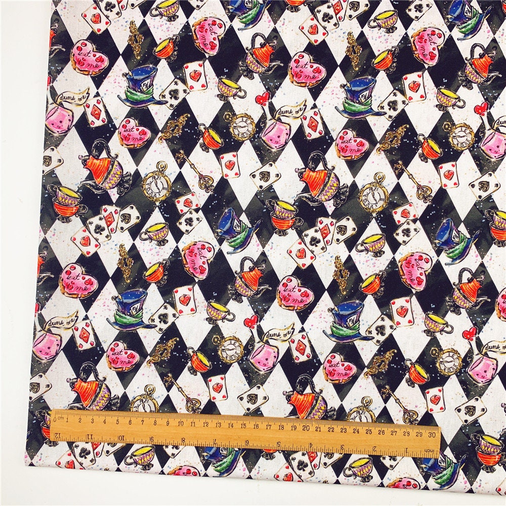 Cotton Fabric,alice Fabric, Alice Print Cotton, 100% Cotton Plain ...