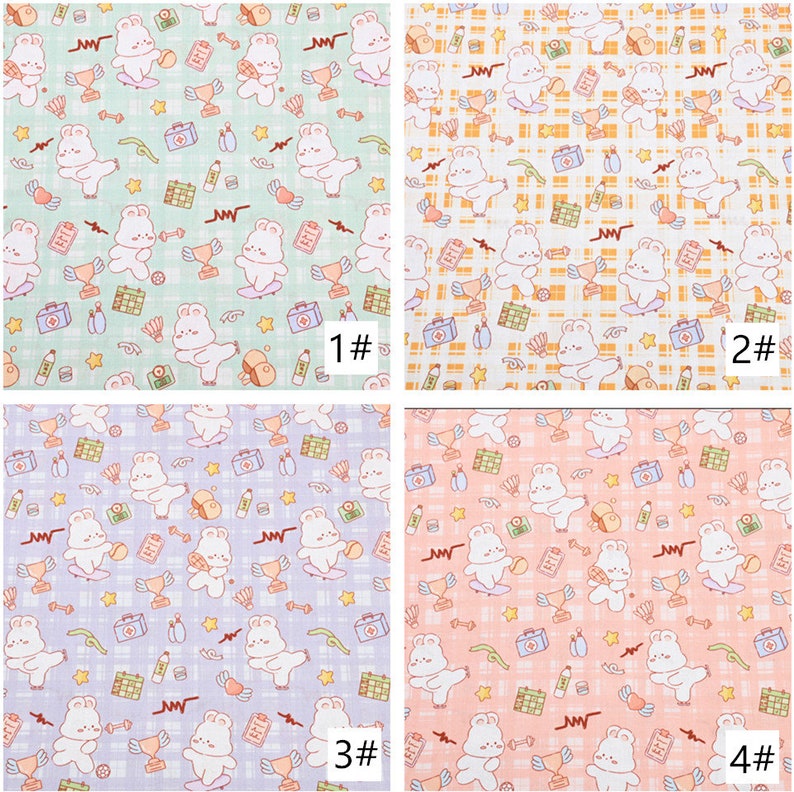 Cartoon Bunny Rabbits Fabric Bunnies Cartoon -100% COTTON Fabric ...